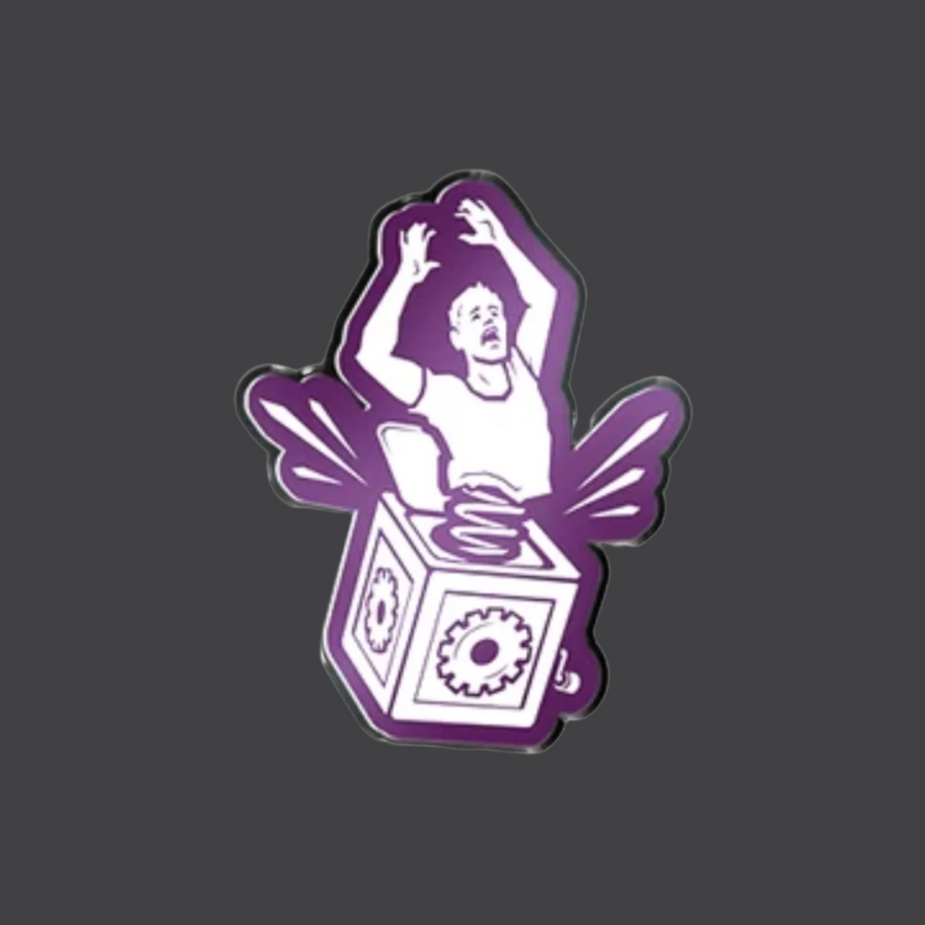Pop Goes the Weasel Die-Cut Pin Purple